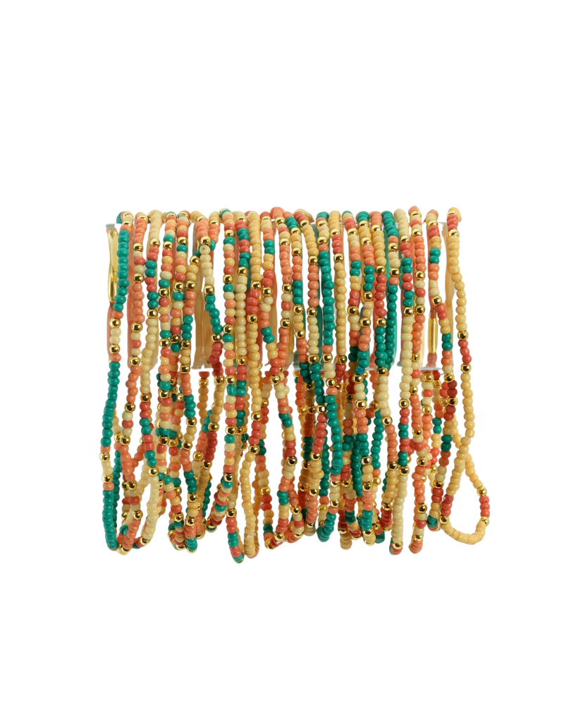Seed Bead Bracelet/Teal/Peach/Yellow – Amon Carter Museum Shop